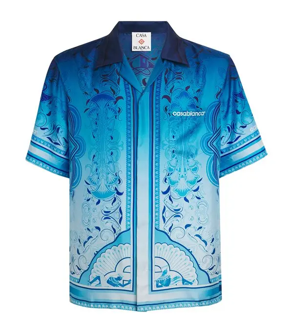 Casablanca Silk Egyptian Rug Shirt - Blue