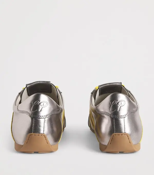 Claudie Pierlot Metallic Leather Swing Sneakers - Silver
