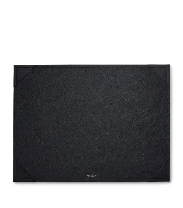 Smythson Large Leather Desk Mat - Black