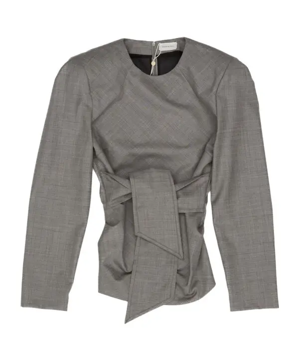 Magda Butrym Back Tie Detailed Fitted Blouse - Grey