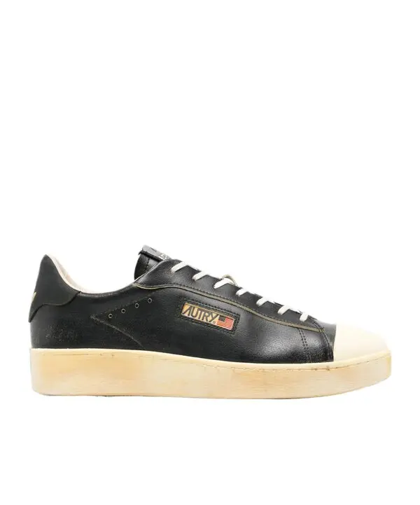 AUTRY Dallas Vintage Leather Sneakers - Black