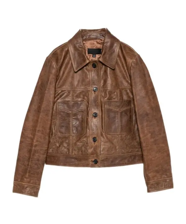 NILI LOTAN Long-sleeve Leather Jacket
