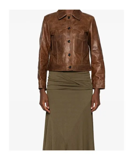 NILI LOTAN Long-sleeve Leather Jacket