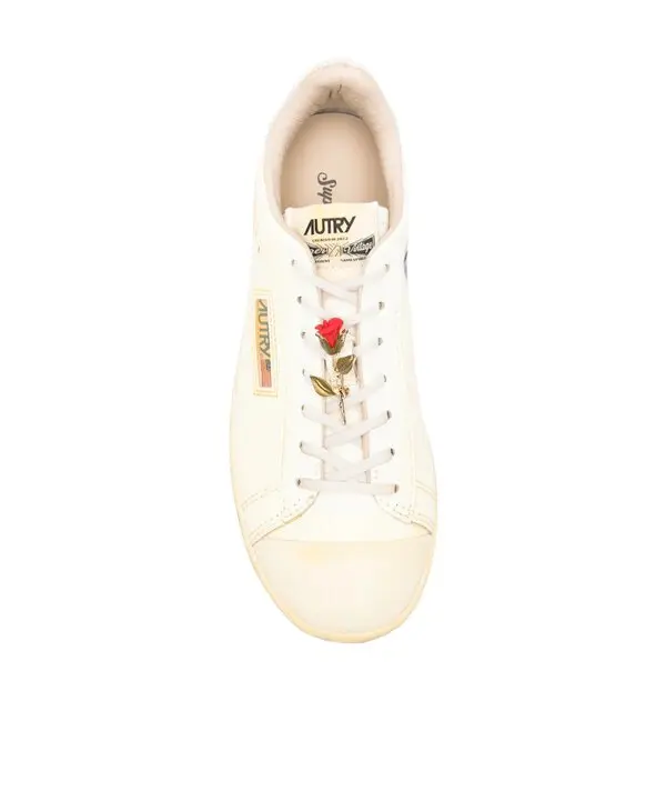 AUTRY Dallas Vintage Rose Embellished Lace Up Low Top Sneakers