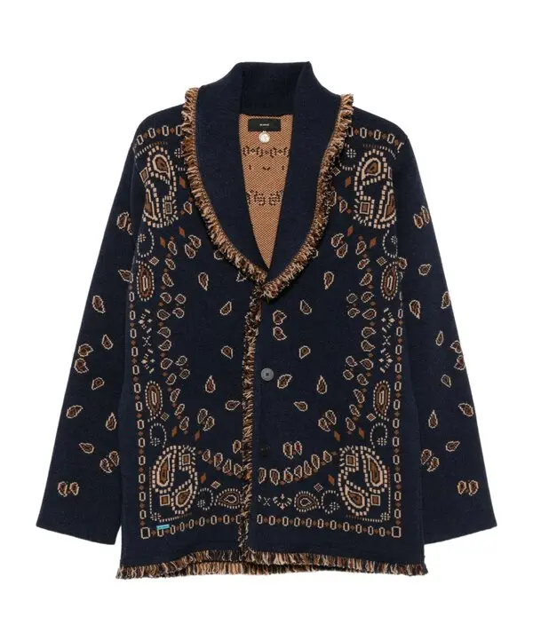 Alanui Paisley Jacquard Cardigan With Fringe