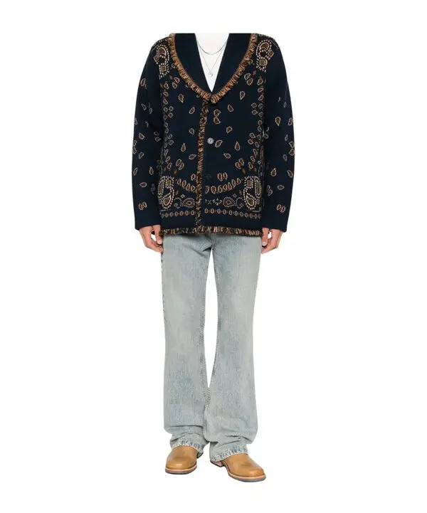 Alanui Paisley Jacquard Cardigan With Fringe