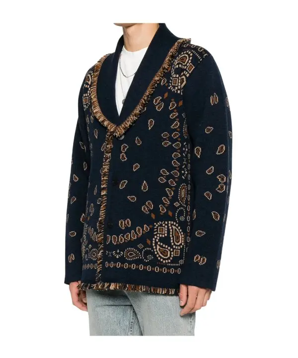 Alanui Paisley Jacquard Cardigan With Fringe