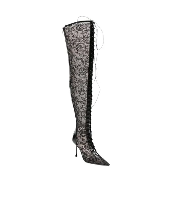 JIMMY CHOO Scarlett 95 Lace Over-the-knee Boots