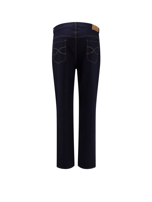 Brunello Cucinelli Contrast-stitch Logo-embroidered Trousers - Black