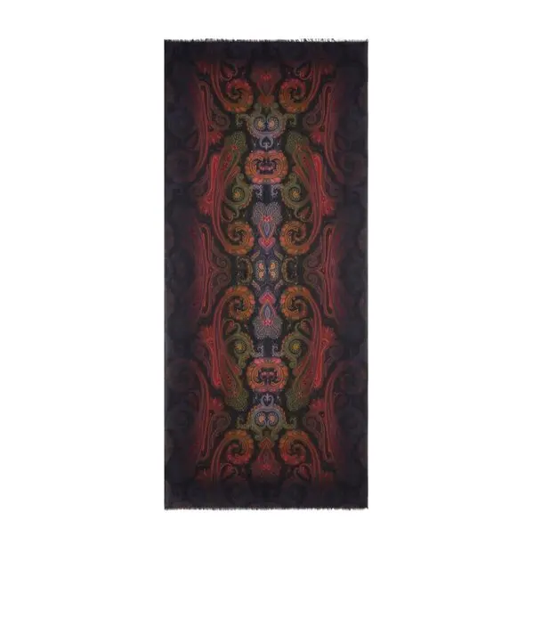 Etro Paisley Fringed Scarf - Navy