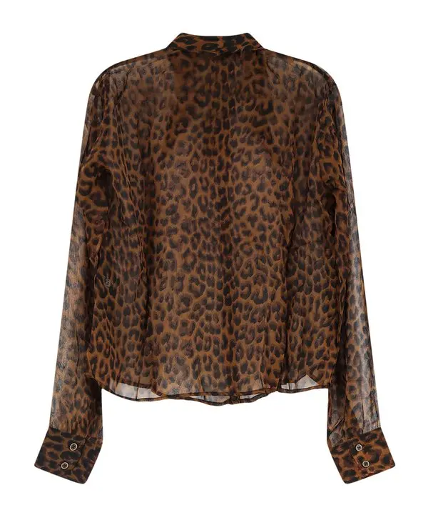 MES DEMOISELLES Sheer Printed Button-up Shirt
