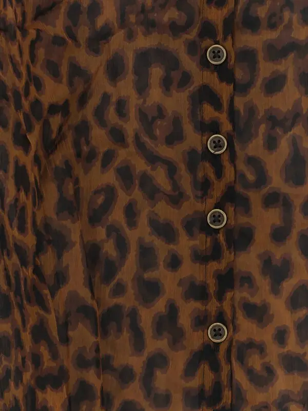 MES DEMOISELLES Sheer Printed Button-up Shirt