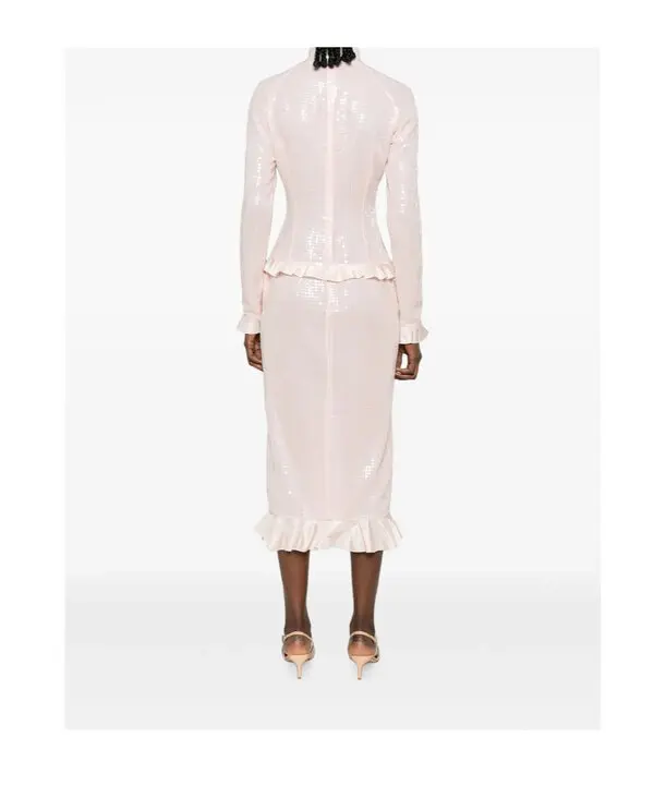 Alessandra Rich Sequin-embellished Midi Dress With Bow Detail And Ruffles