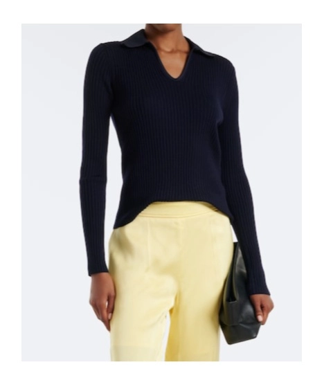JIL SANDER Ribbed-knit Wool Polo Sweater With Keyhole Cutout