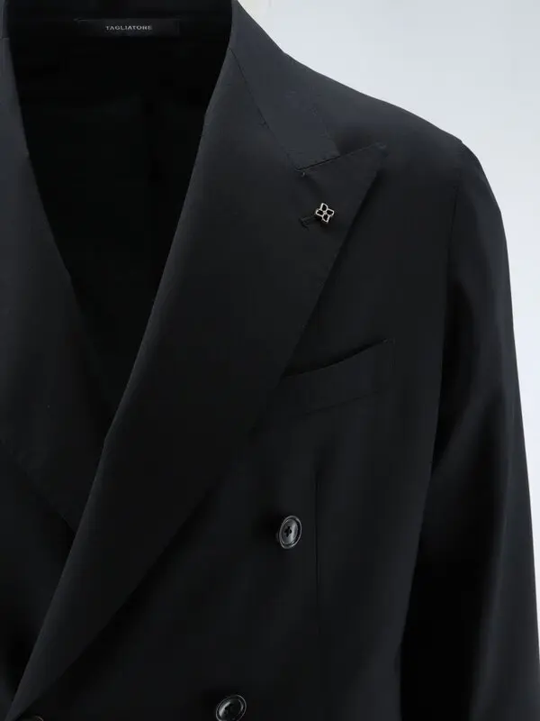 Tagliatore Long-sleeve Double-breasted Suit Jacket And Trousers Two-piece Set