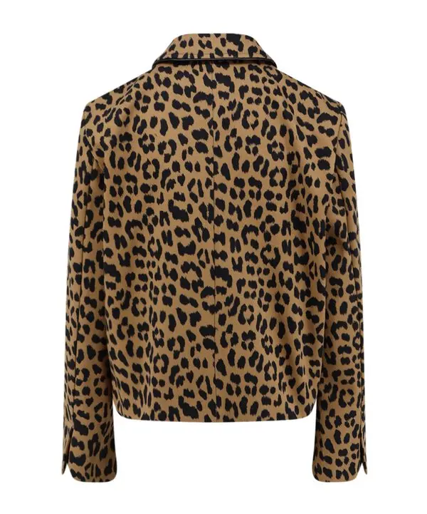 SEMICOUTURE Cotton Jacket With Animal Print And Leather Trim