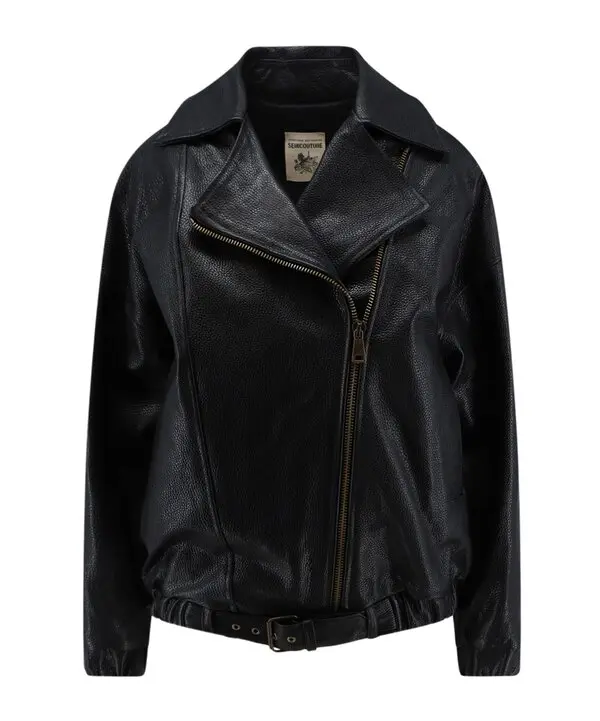 SEMICOUTURE Leather Jacket With A Zipper