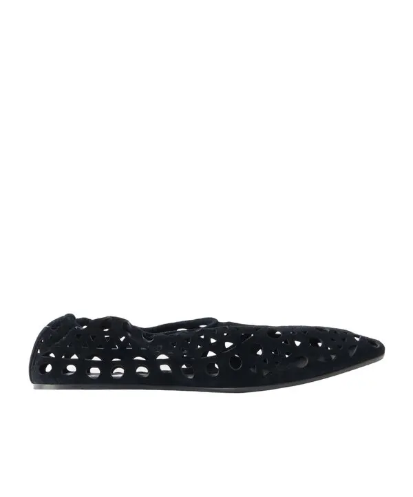 Alaïa Vienne Openwork Suede Ballet Flats - Black