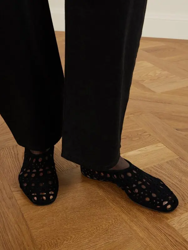 Alaïa Vienne Openwork Suede Ballet Flats