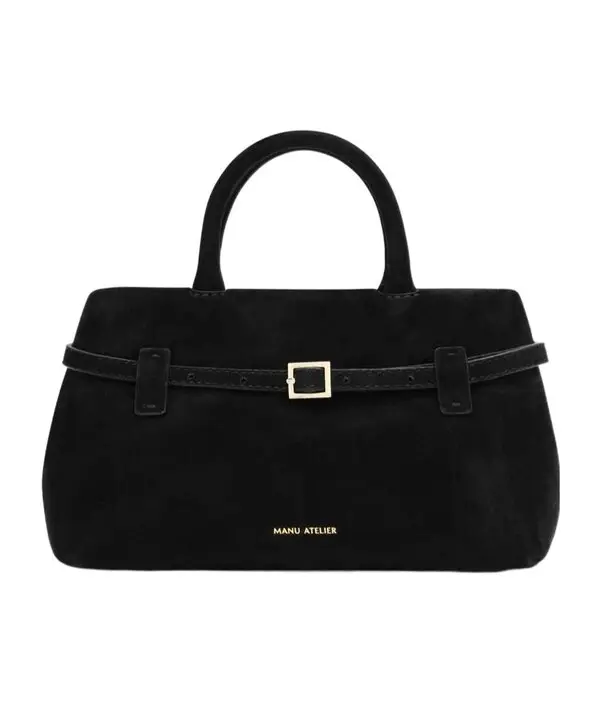 Manu Atelier Buckle-fastening Suede Tote Bag - Black