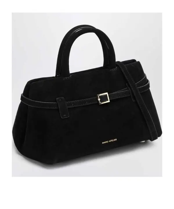 Manu Atelier Buckle-fastening Suede Tote Bag