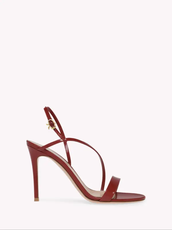 GIANVITO ROSSI Glossy Nappa Manhattan 95 Sandals - Red