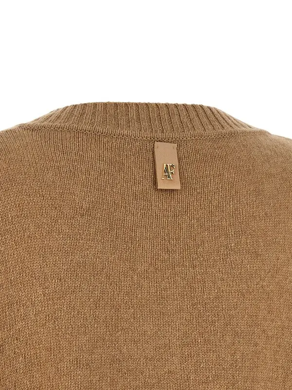Alberta Ferretti Cashmere & Camel Fur Blend Lace Insert Cardigan