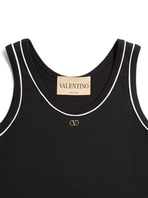 Valentino Garavani Cotton Jersey Top With Contrast Trim