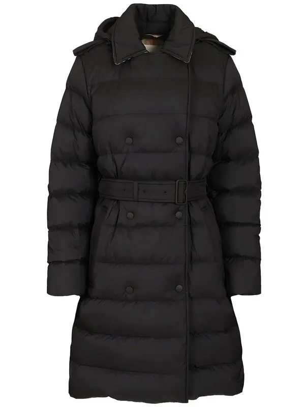 Burberry Belted Quilted Long Coat - Black