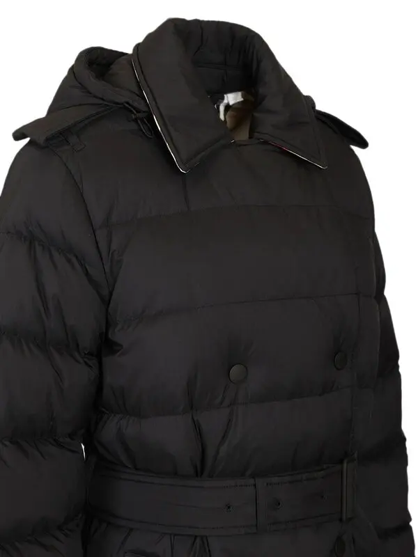 Burberry Belted Quilted Long Coat - Black