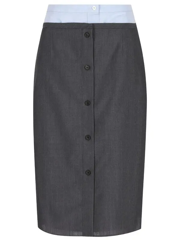 Prada Gonna Midi Con Bottoni - Gray