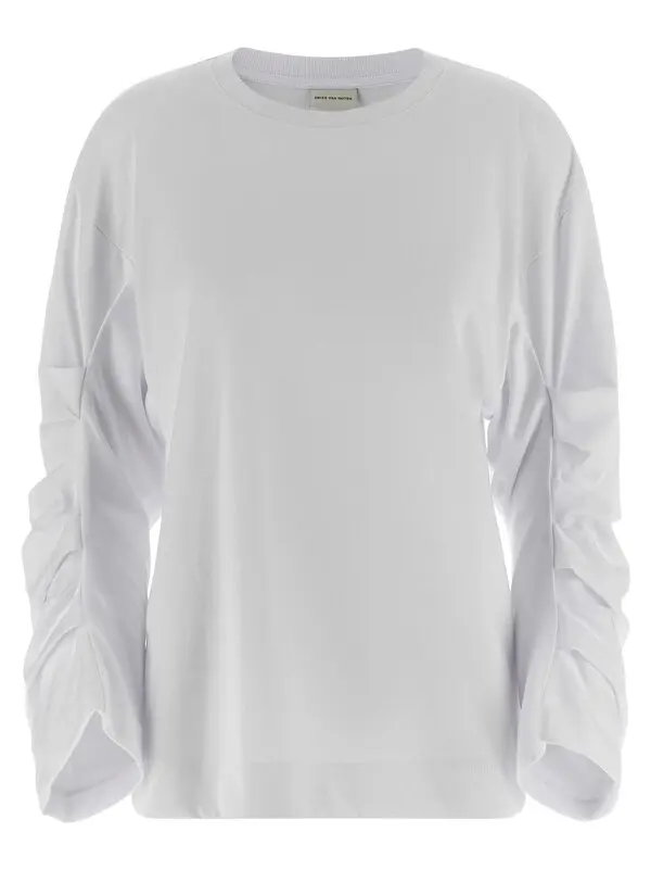 Dries Van Noten Pleated Sleeve Crewneck T-shirt