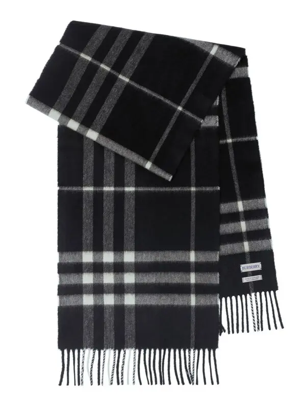 Burberry Check Cashmere Scarf - Black