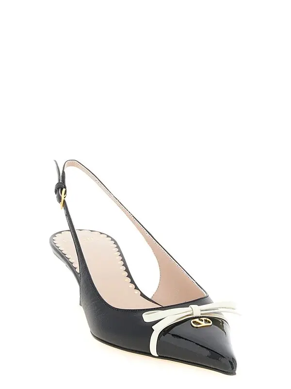 Valentino Garavani Black Patent Leather Slingback Heels With Bow Detail