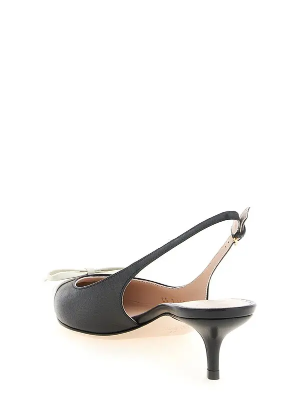 Valentino Garavani Black Patent Leather Slingback Heels With Bow Detail