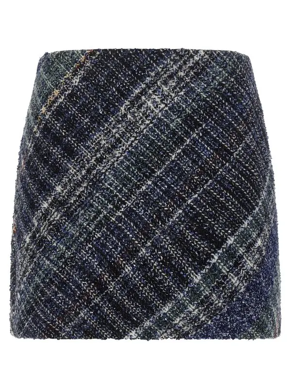 Missoni Checked Wool Blend Mini Skirt - Blue