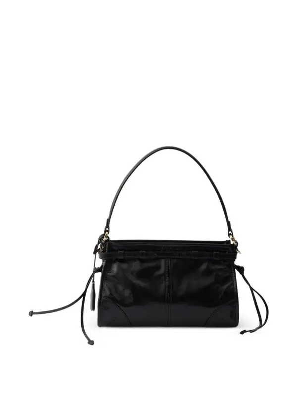 Prada Bonnie Small Leather Hobo Handbag - Black
