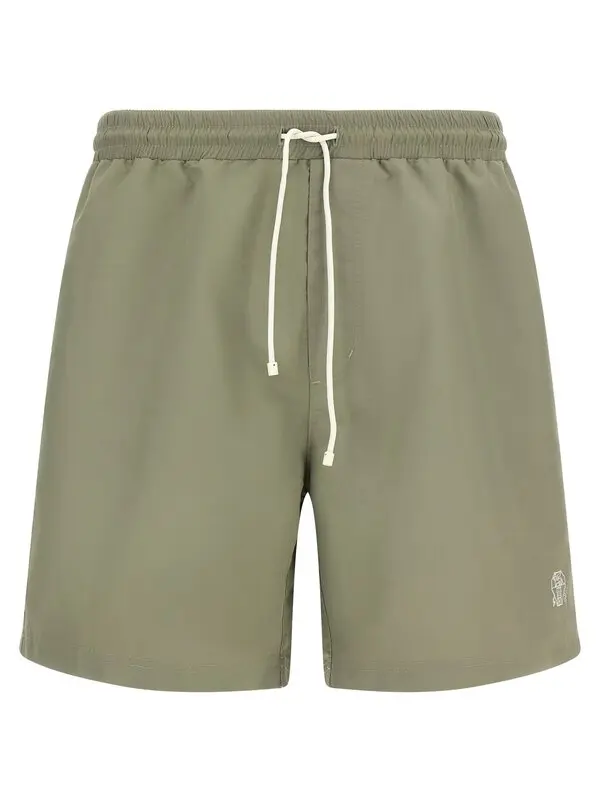 Brunello Cucinelli Logo Embroidery Swimsuit - Green
