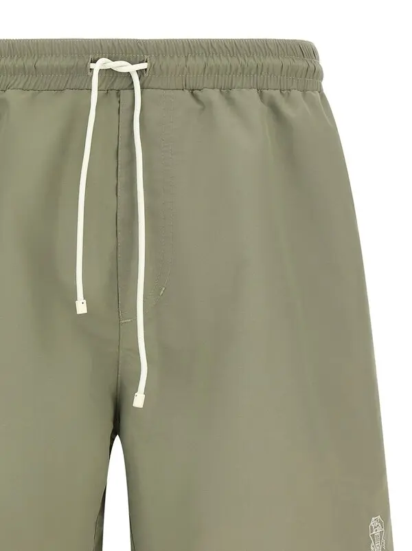 Brunello Cucinelli Logo Embroidered Swim Shorts
