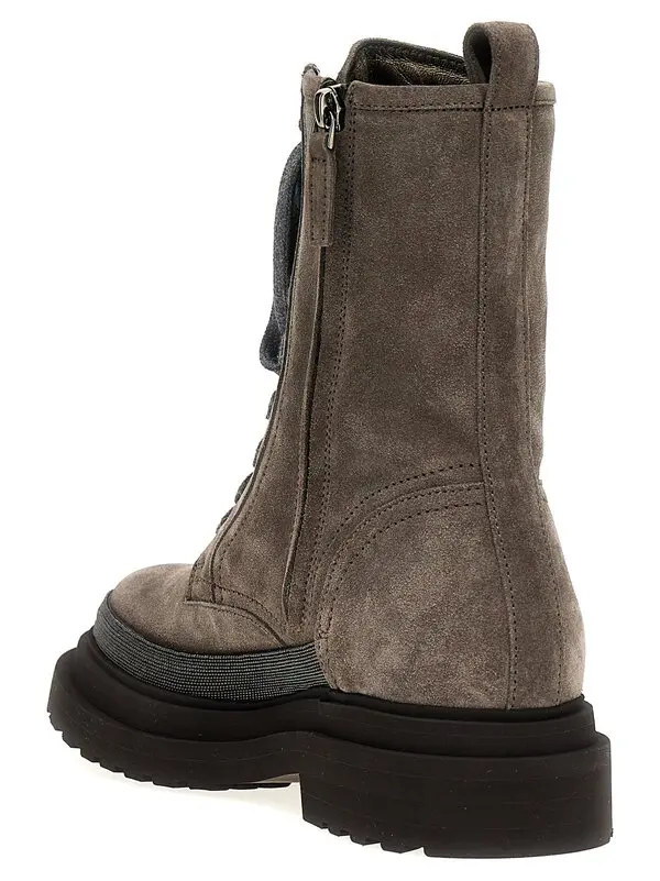 Brunello Cucinelli Monile Suede Lace-up Ankle Boots