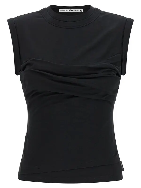 Alexander Wang Twisted Bust Layered Tank Top - Black