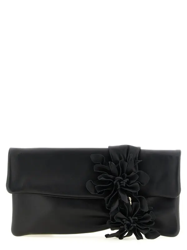 JIMMY CHOO Zandra Clutch With Floral Applique - Black