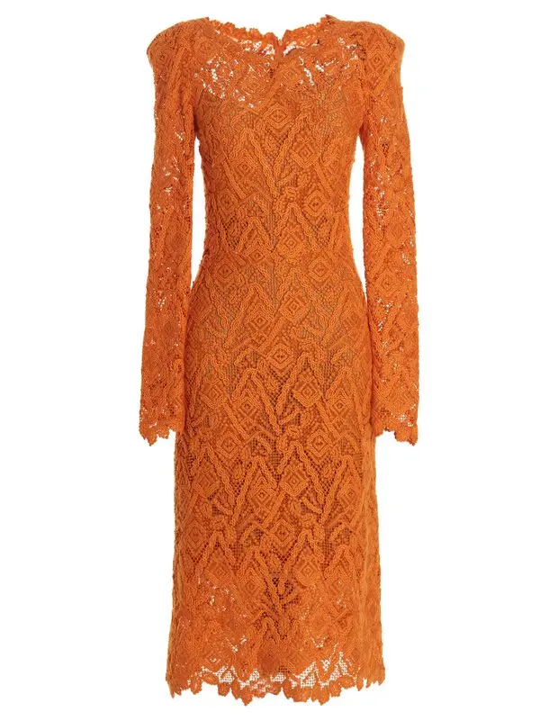 ERMANO SCERVINO Ermanno Scervino Macramé Lace Dress - Orange