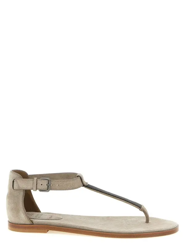 Brunello Cucinelli Precious Strap' Sandals - Cream