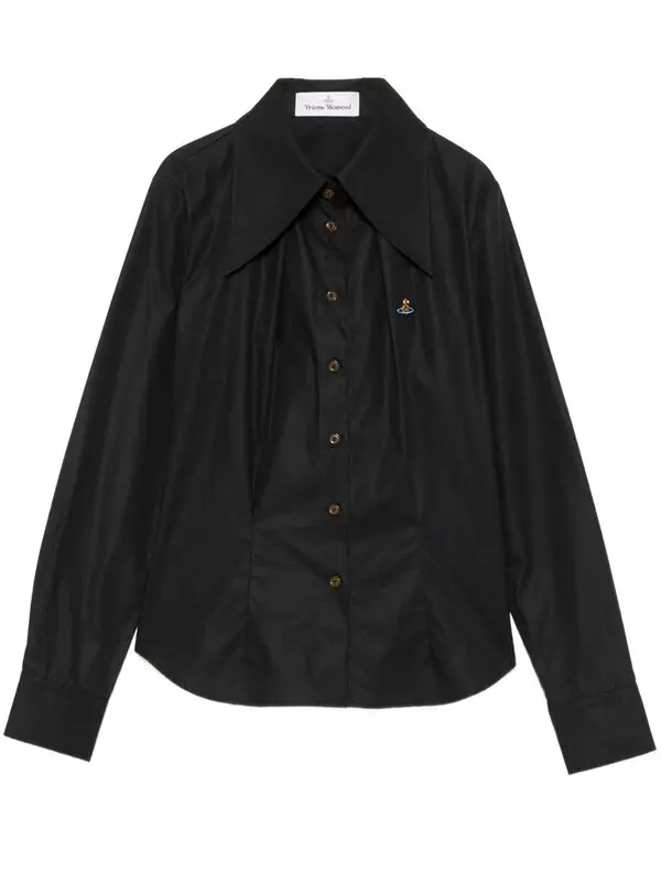 VIVIENNE WESTWOOD Violin Orb-embroidered Cotton Shirt - Black
