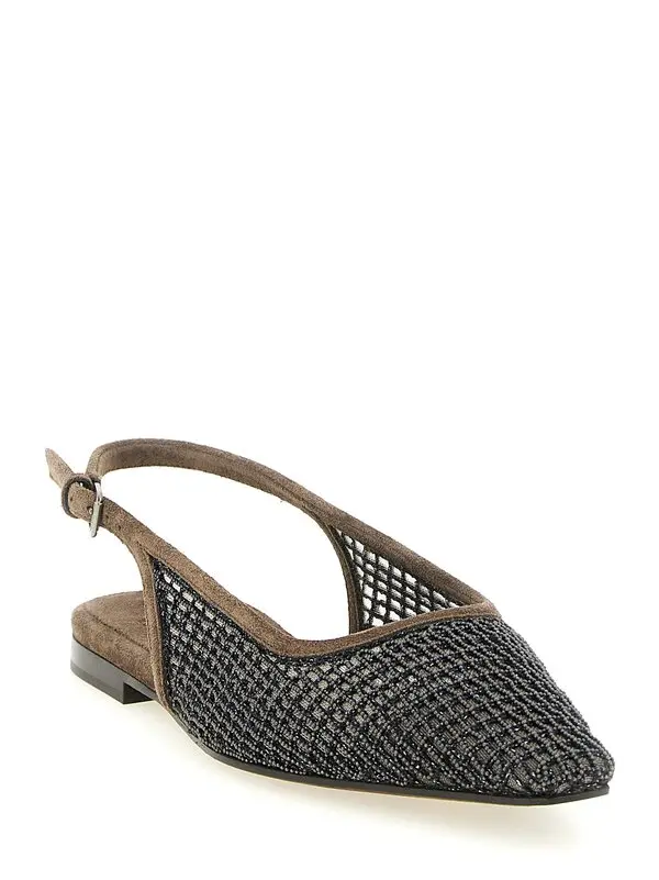Brunello Cucinelli Precious Net Embroidery Slingback