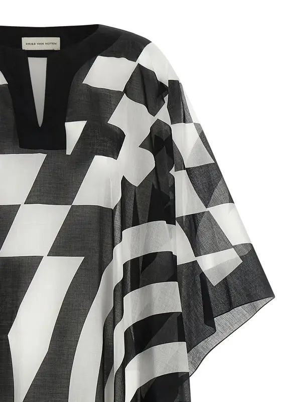 Dries Van Noten Printed Cotton Voile Caftan - Multicolor