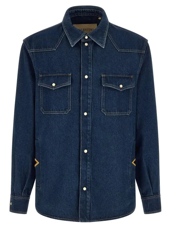 Valentino Garavani Vgold Denim Shirt - Blue