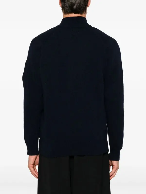 C.P. COMPANY Zip-up Knit Cardigan With Logo Detail