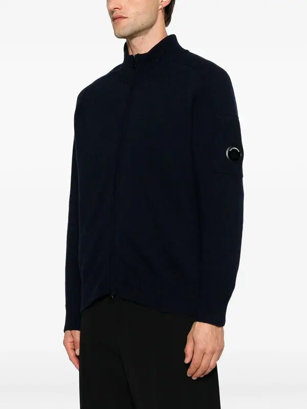 C.P. COMPANY Zip-up Knit Cardigan With Logo Detail